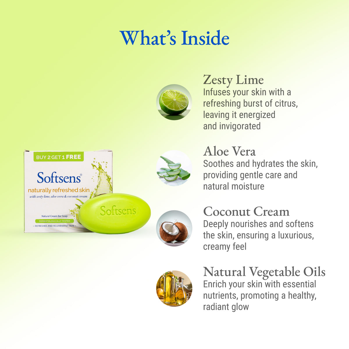 Naturally Refreshed Skin Cream Bar Soap (100g x 3 Multipack) | Softsens ...